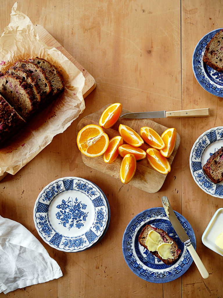 Raspberry, Orange + Chocolate Banana Bread • sweetpea darlingheart